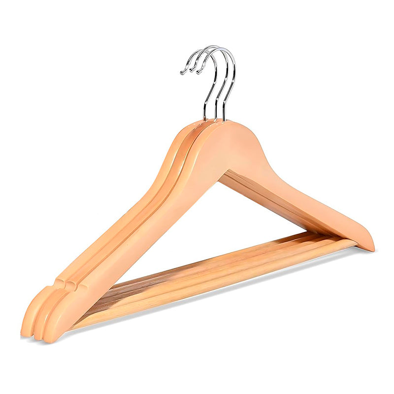 Colgadores De Ropa Set Bambu Antideslizante Wakeshome Madera