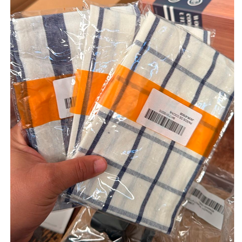 Pack 3 Paños De Cocina 100% Algodon 40x60cm Alta Absorción Pack 3 Und